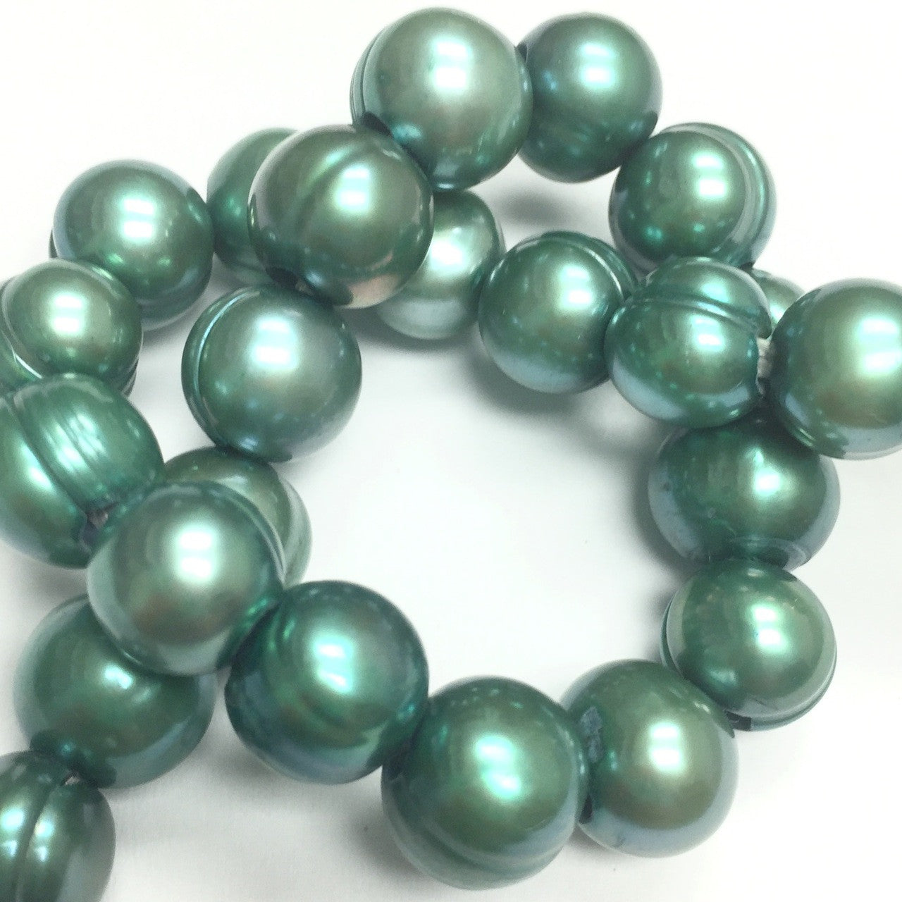 Large Hole Freshwater Pearls| Teal Green Potato Pearl | Beads for Sale