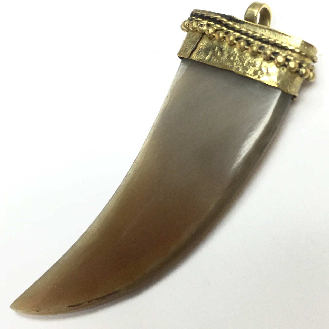 Natural Horn Pendant with Brass Top Bail
